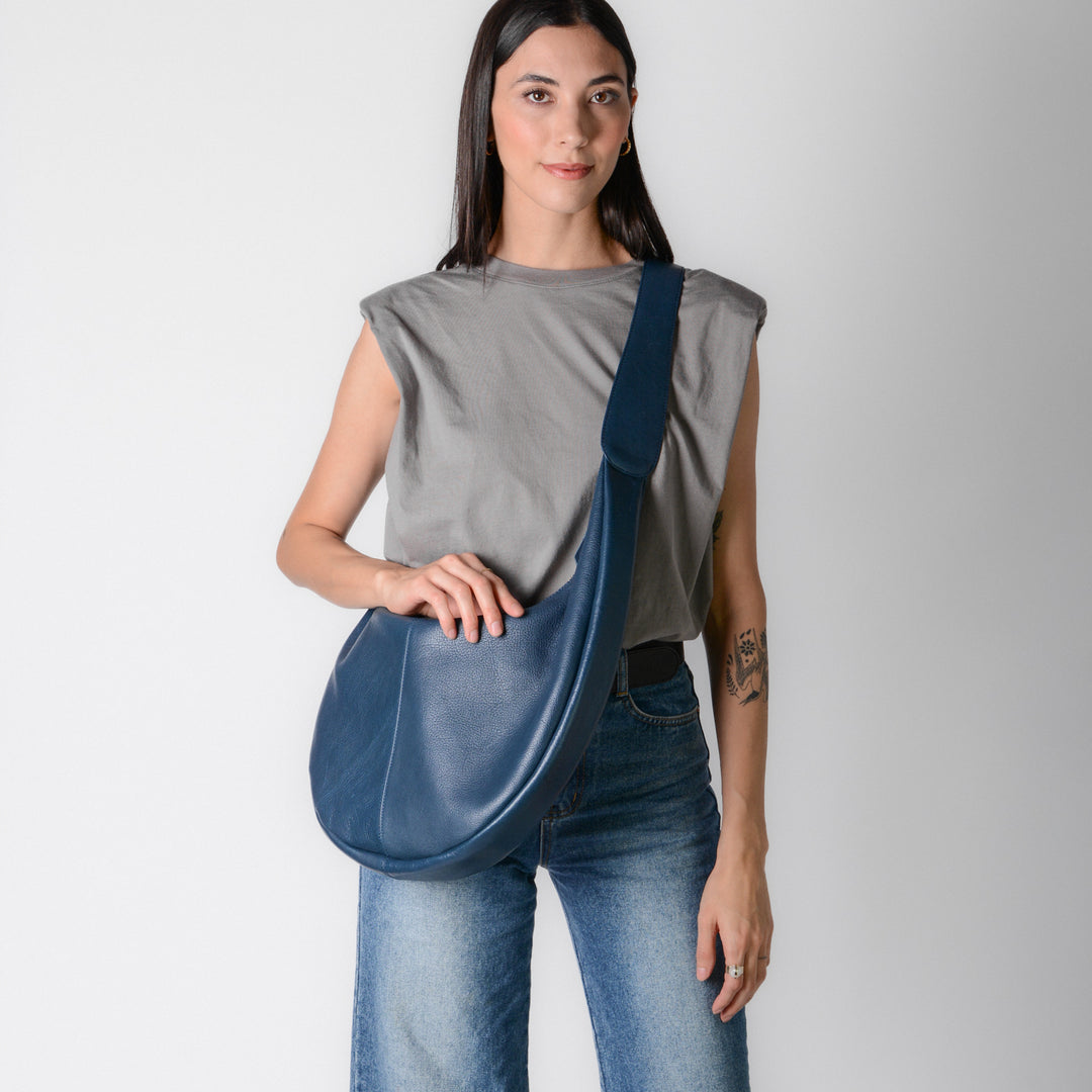 Half Moon Sling Bag | Curved Leather Crossbody – TAH Bags